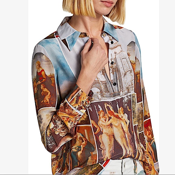 Alice + Olivia | Tops | Alice Olivia Willa Renaissance Patchwork Silk ...